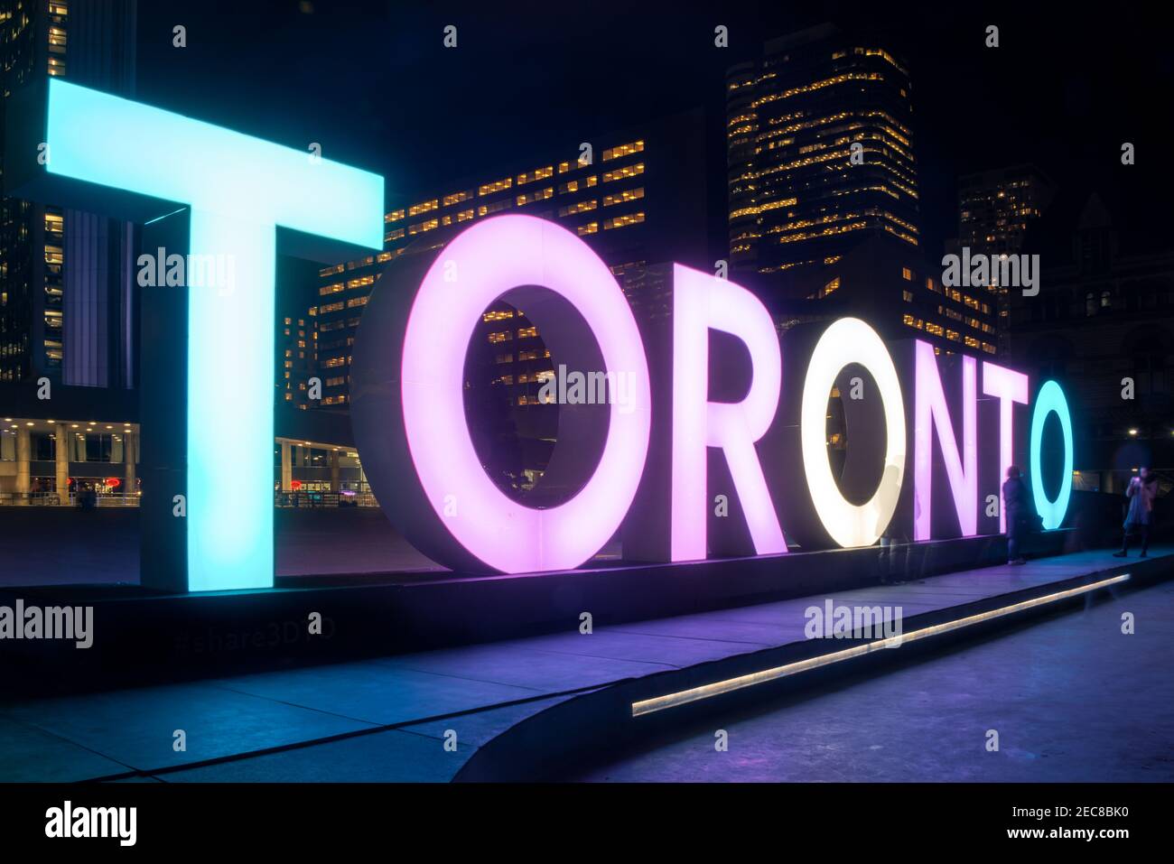 Toronto sign in purple, blue and white, Nathan Phillips Square, Toronto ...