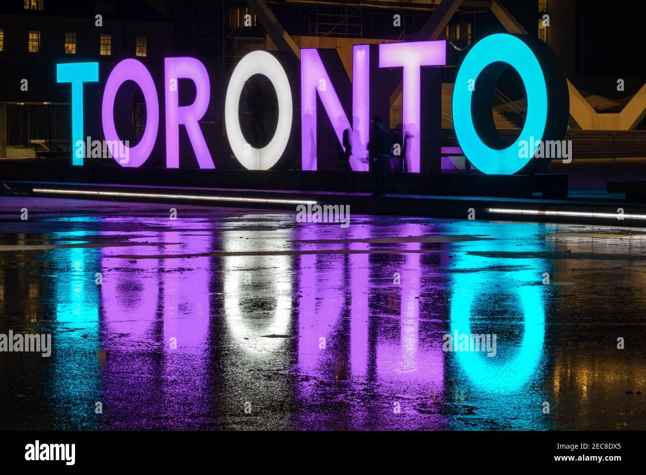 Toronto sign in purple, blue and white, Nathan Phillips Square, Toronto ...