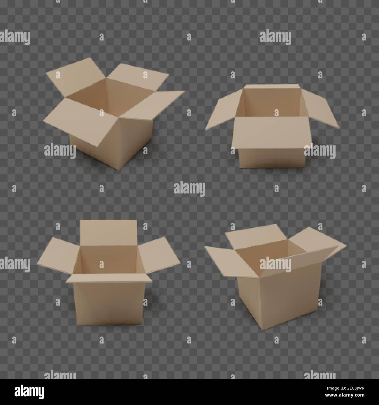 Set of boxes isolated on transparent background. Realistic collection ...