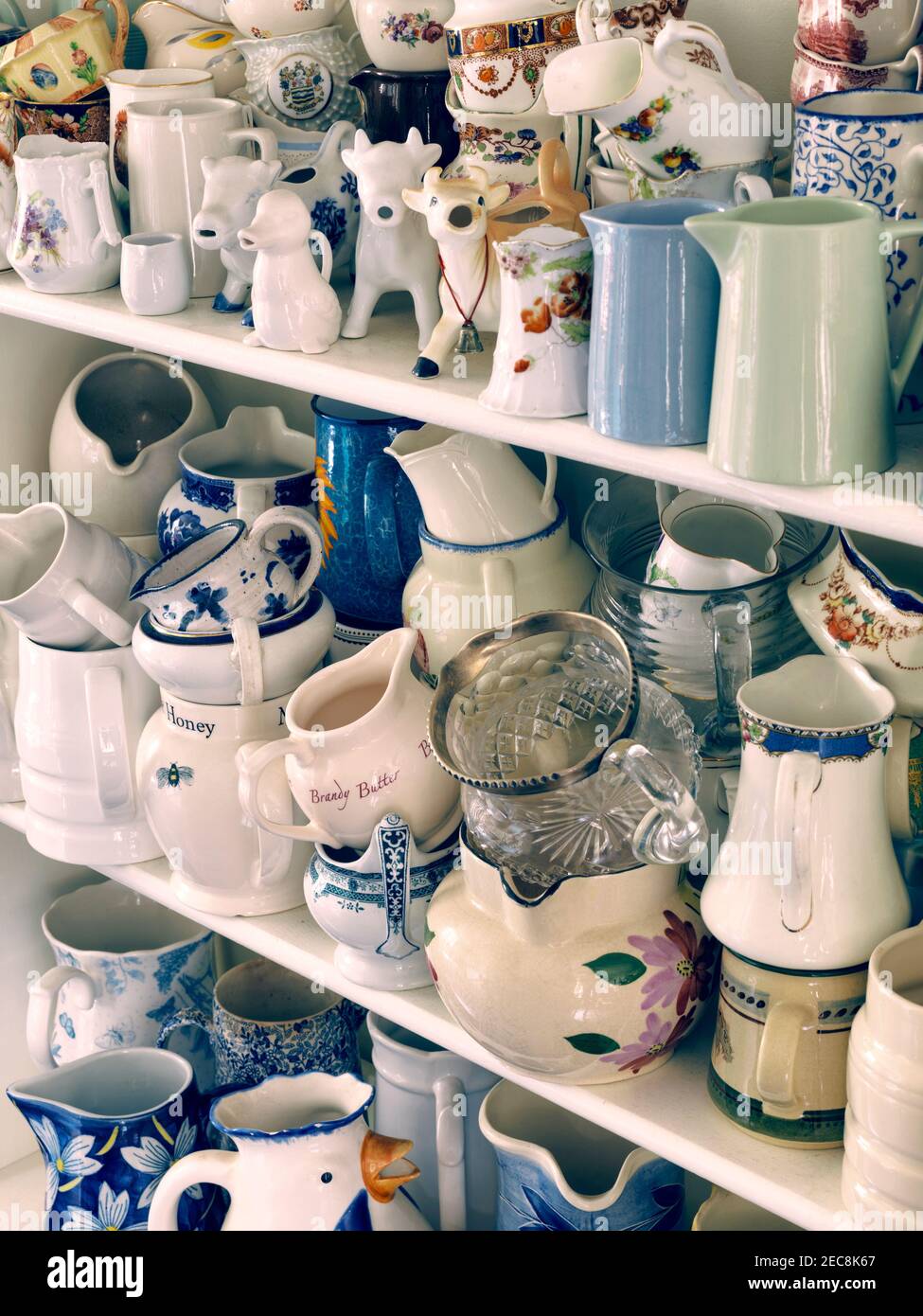 collection of jugs on shelves Stock Photo - Alamy