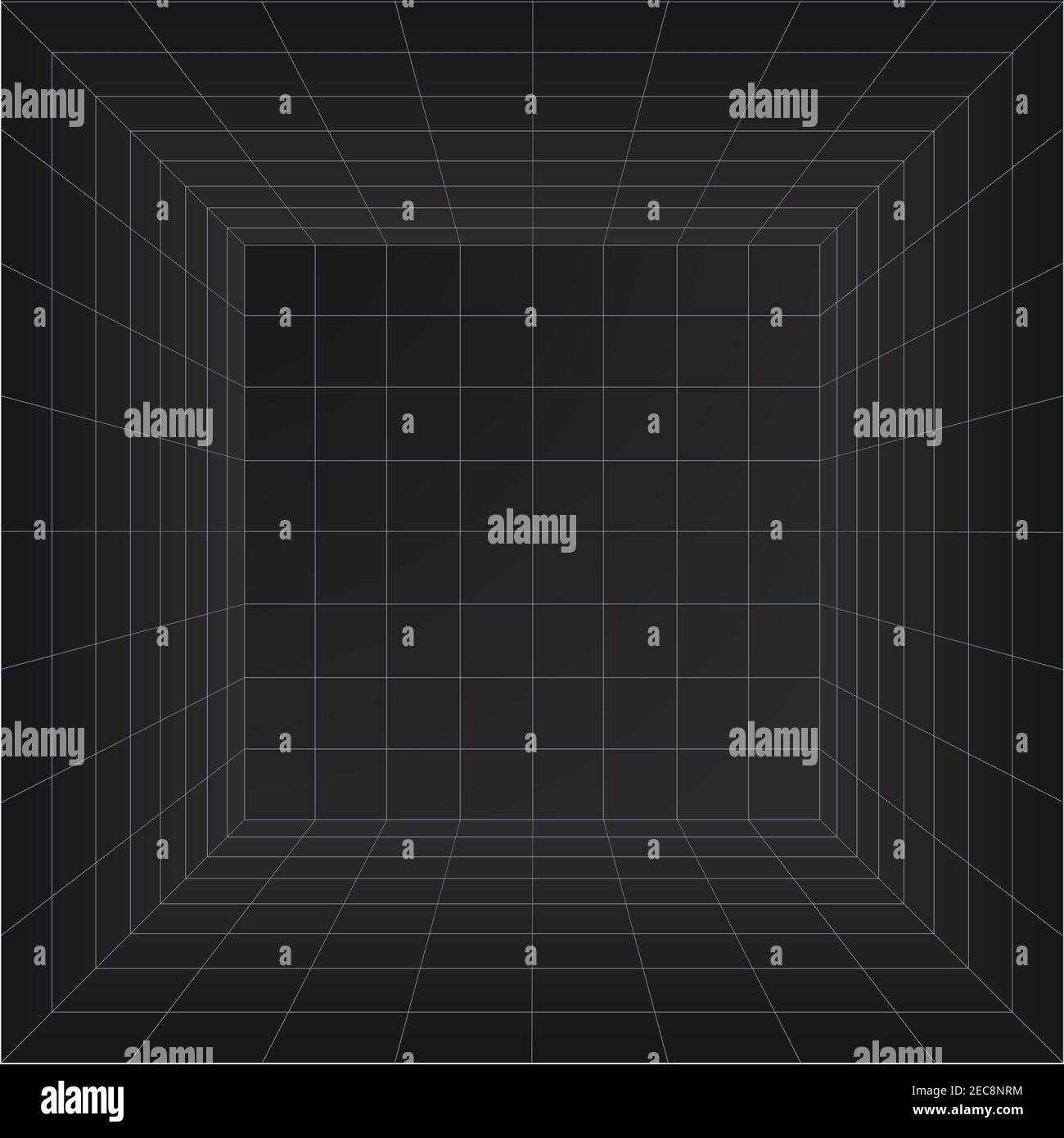 Perspective grid room. Wireframe abstract cube. Data digital ...