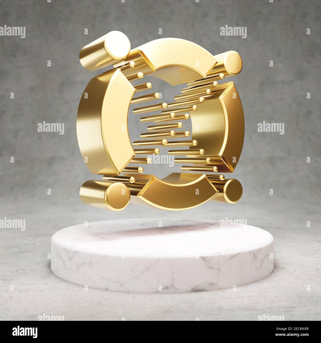 Elrond cryptocurrency icon. Gold 3d rendered icon on white marble ...