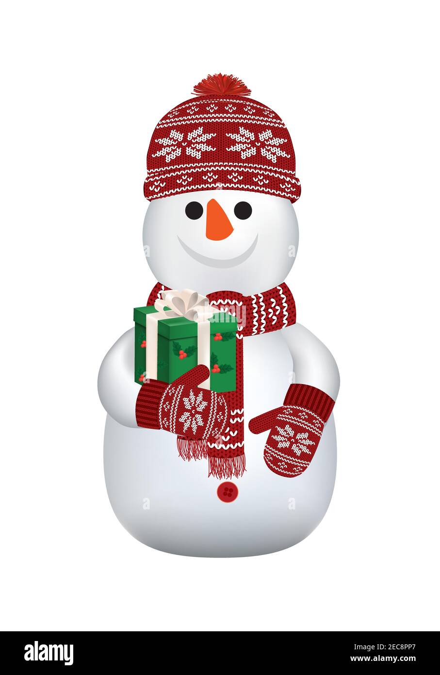 Snowman holding gift. vector illustration Stock Vector Image & Art - Alamy