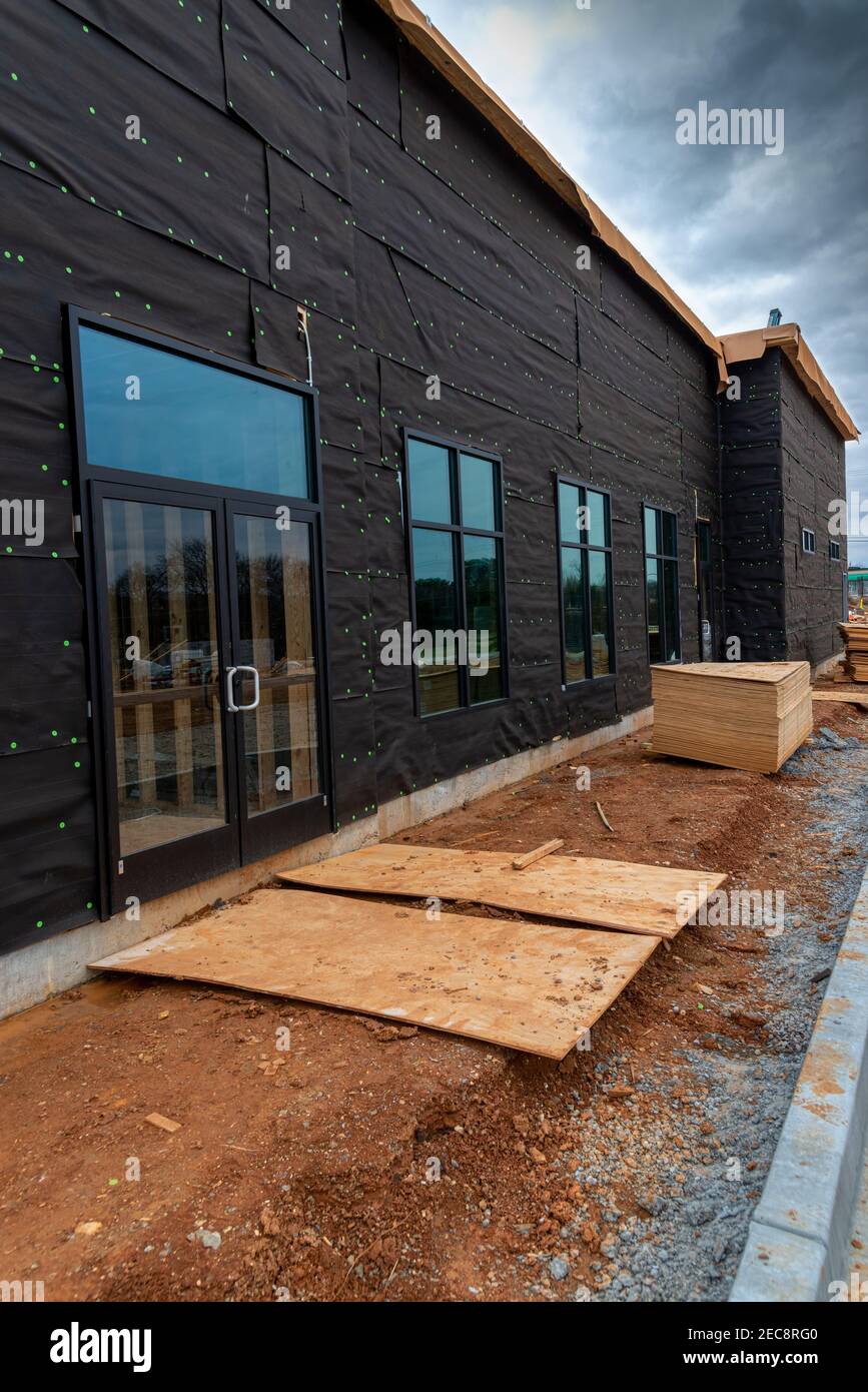 Vertical shot of a new fast food restaurant under construction Stock ...
