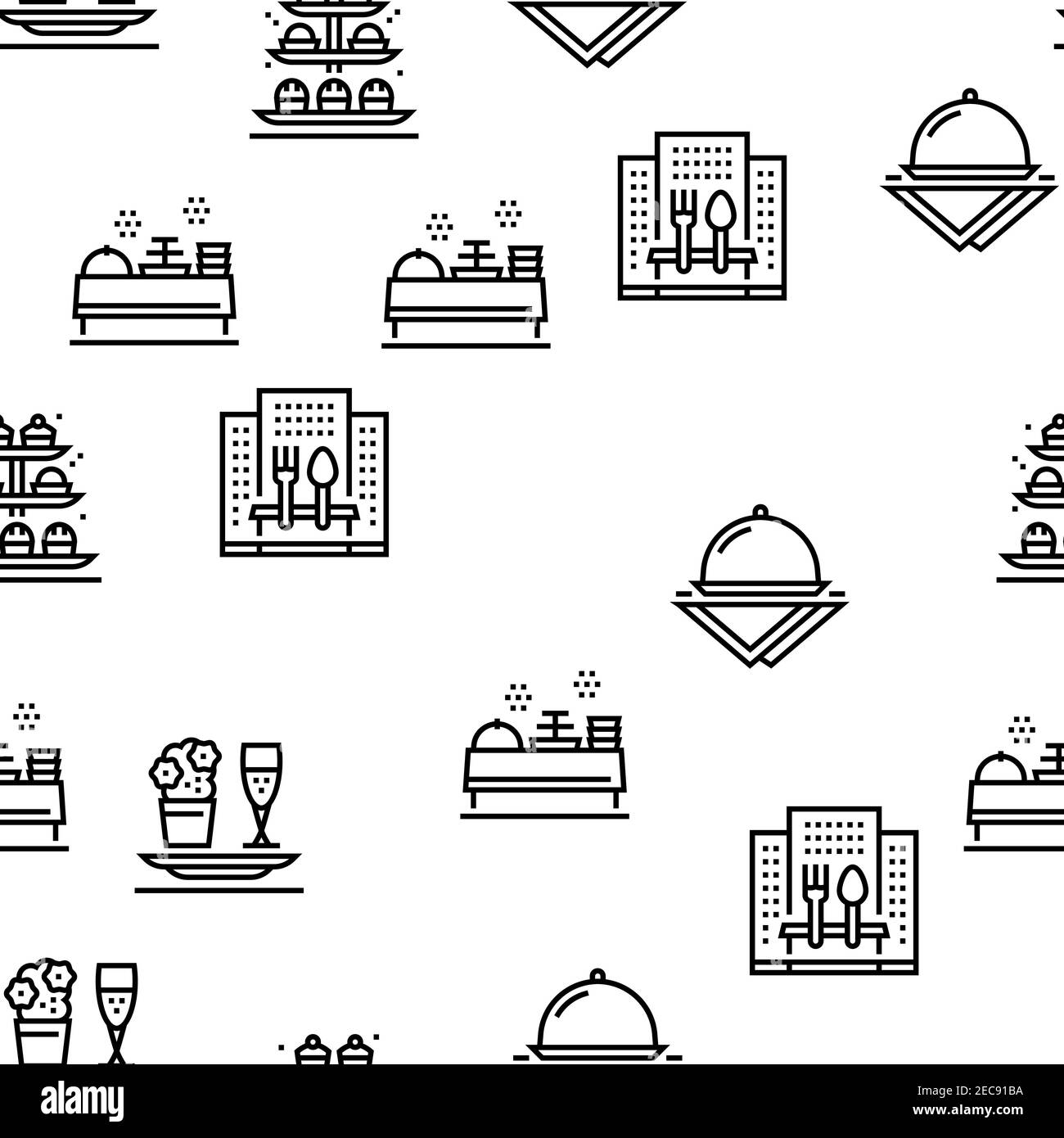 Catering Food Service Vector Seamless Pattern Stock Vector Image & Art ...