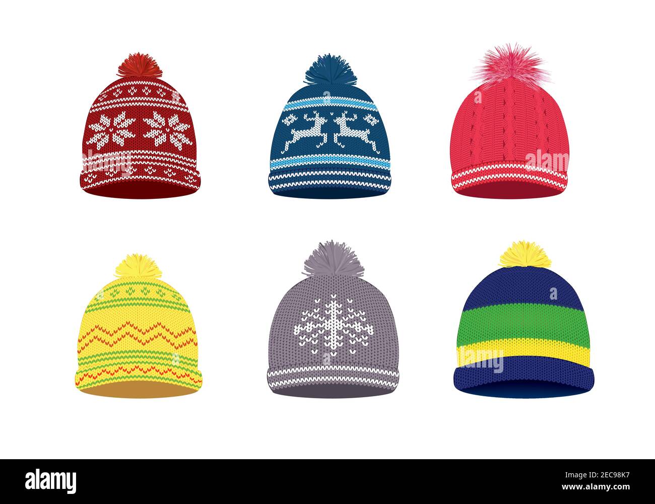 Knitted winter caps with Nordic pattern, vector Stock Vector Image ...