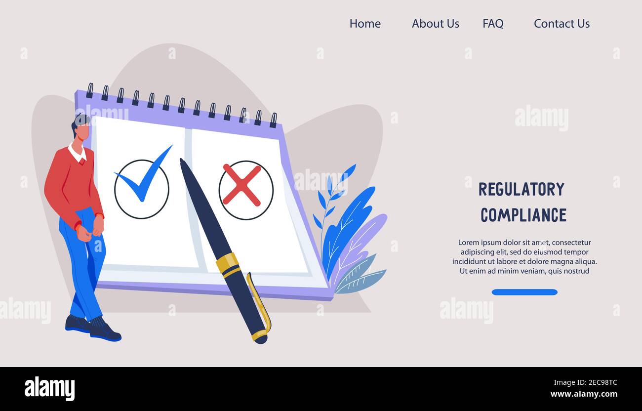 Webpage on regulatory compliance, company rules, flat vector ...