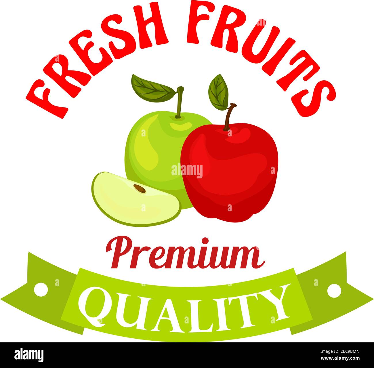 Fresh red and green apples poster. Premium quality apple vector icon ...