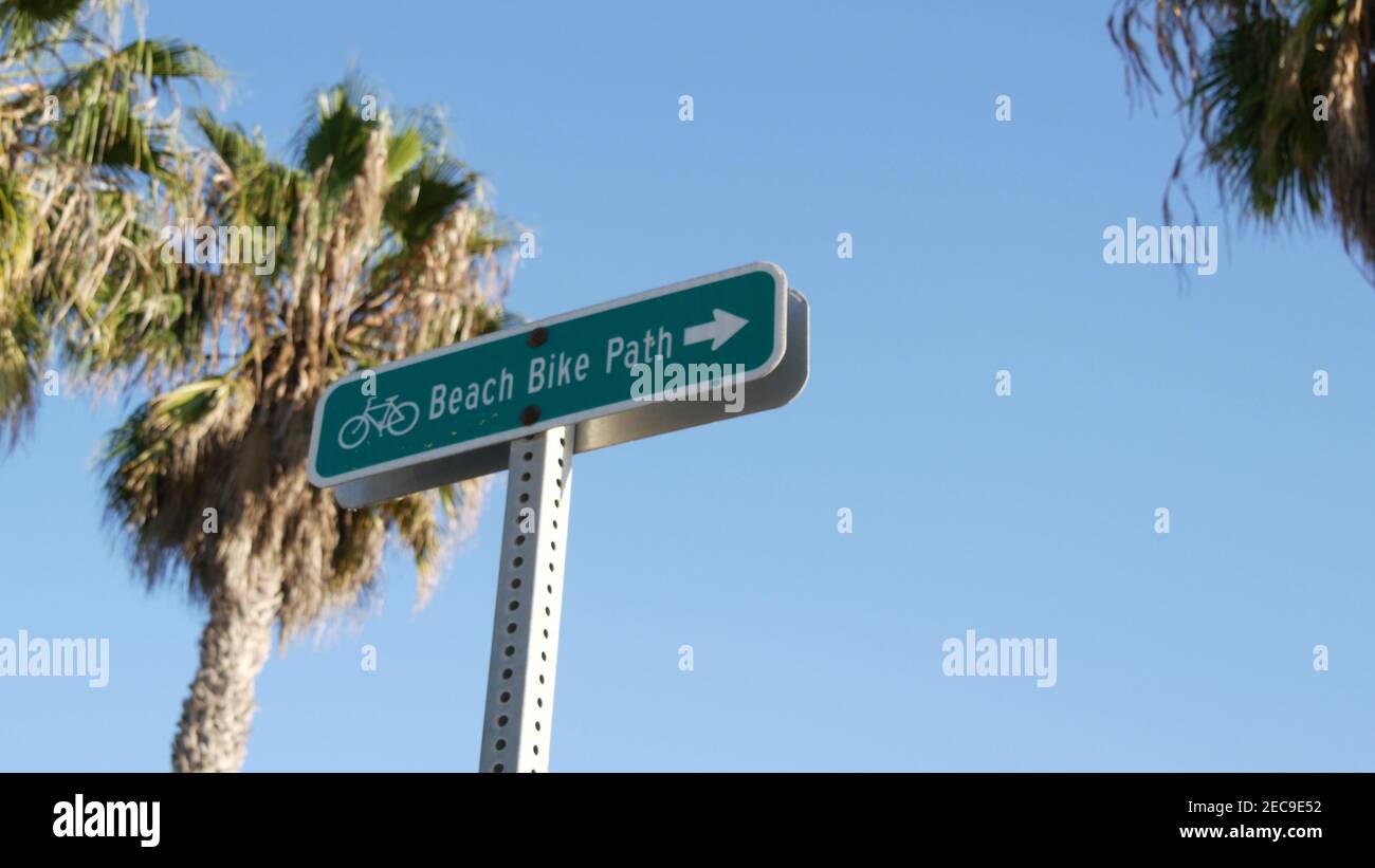 Bike Route green road sign in California, USA. Bicycle lane singpost ...