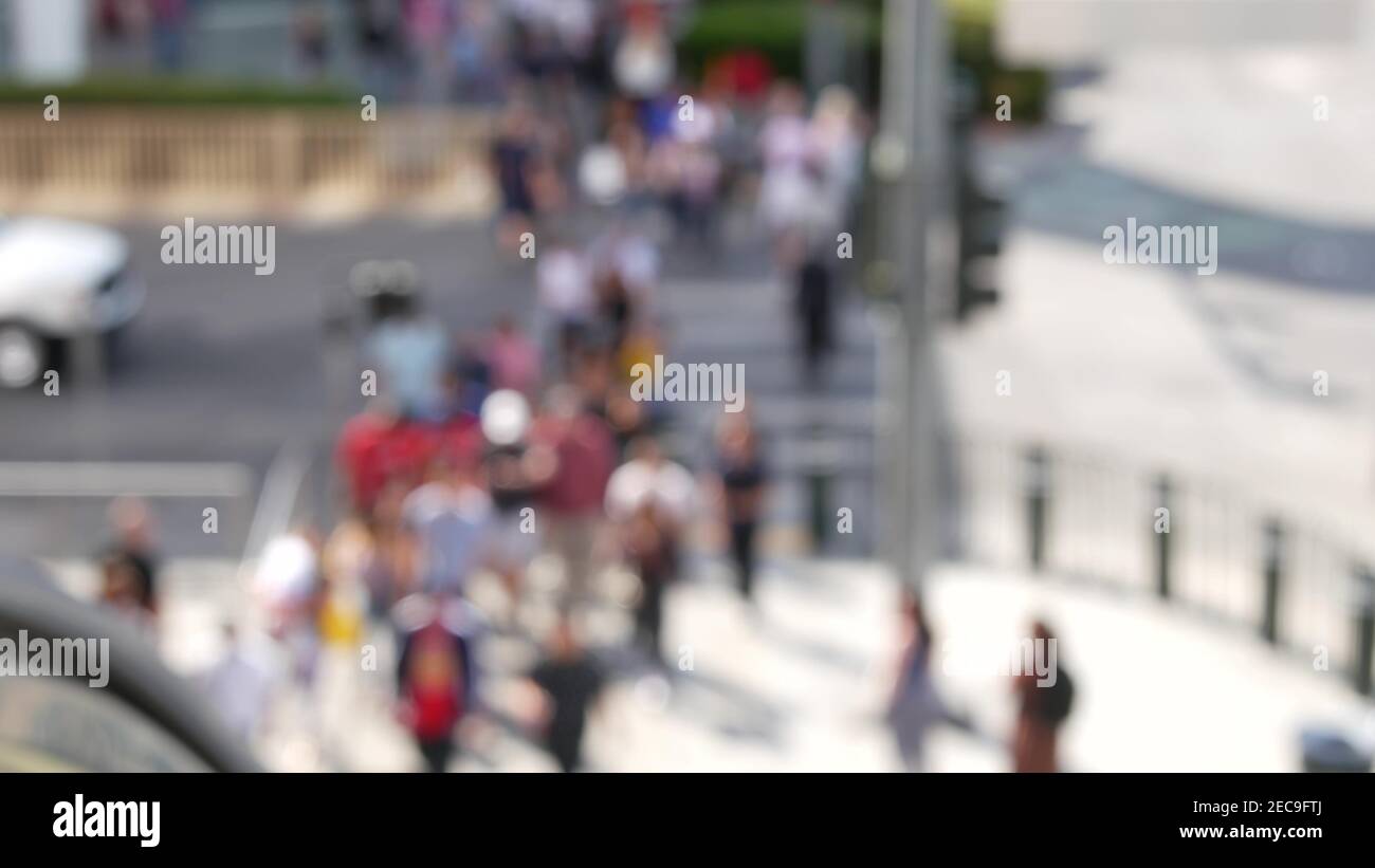 Defocused crowd of people, road intersection crosswalk on The Strip of ...
