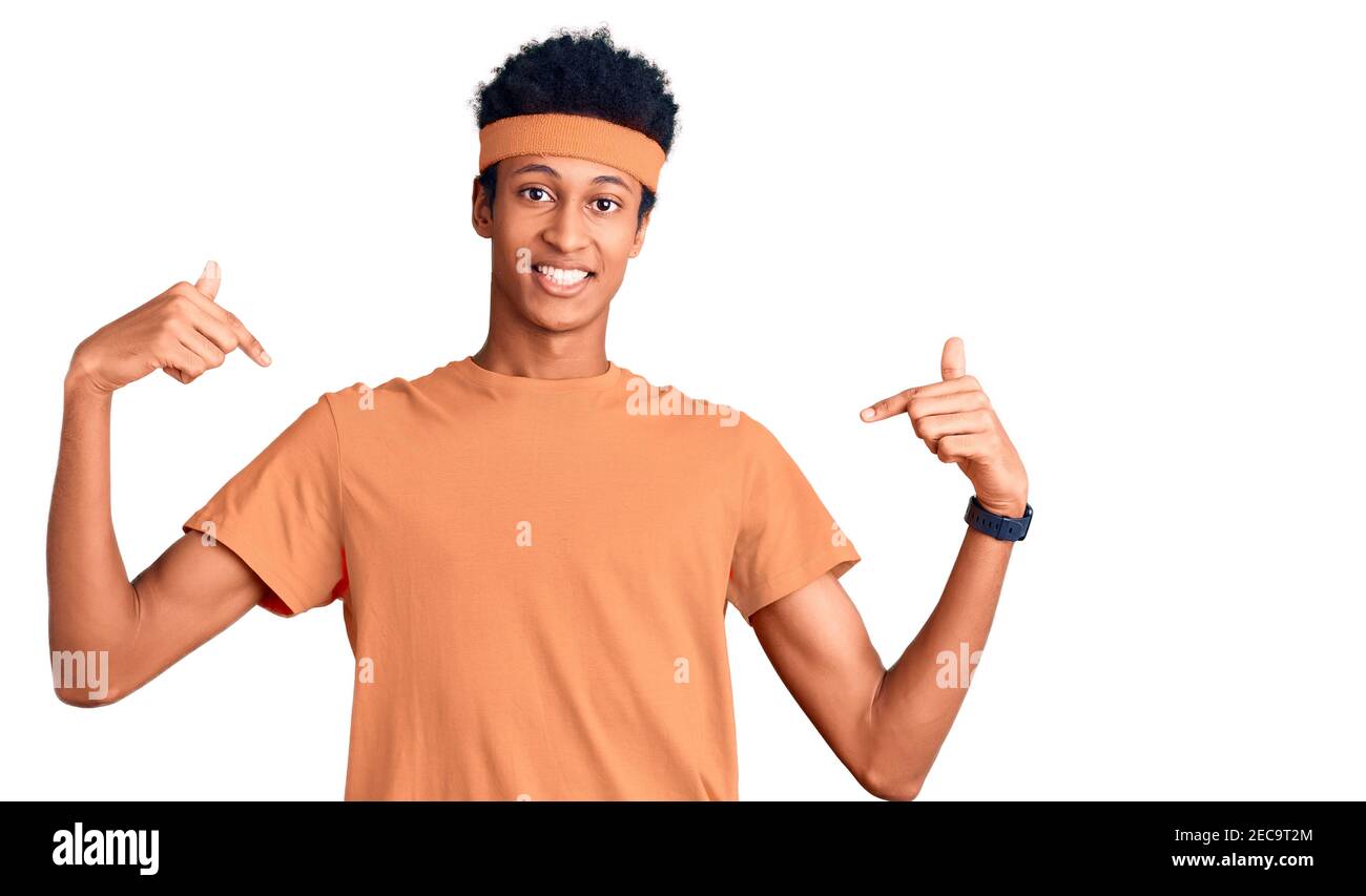 Young african american man wearing sportswear looking confident with ...