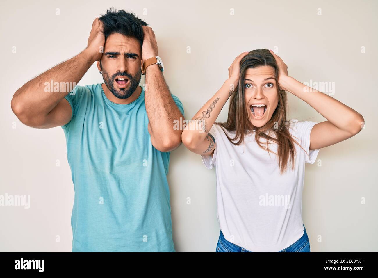 Beautiful young couple of boyfriend and girlfriend together crazy and ...