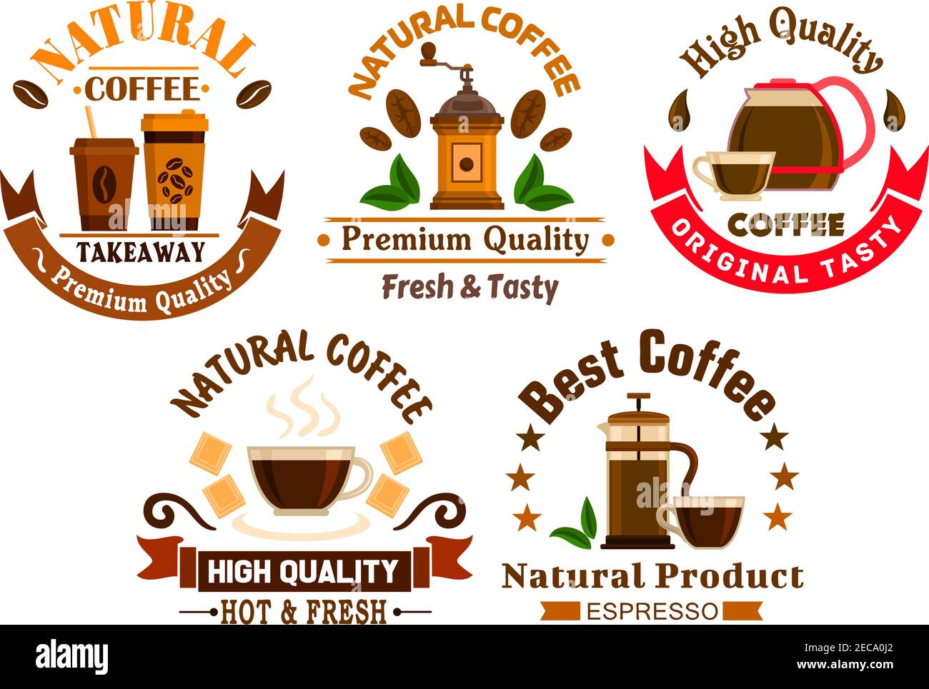 Coffee icons for cafe signboards. Coffee pitcher, coffee maker, mill ...