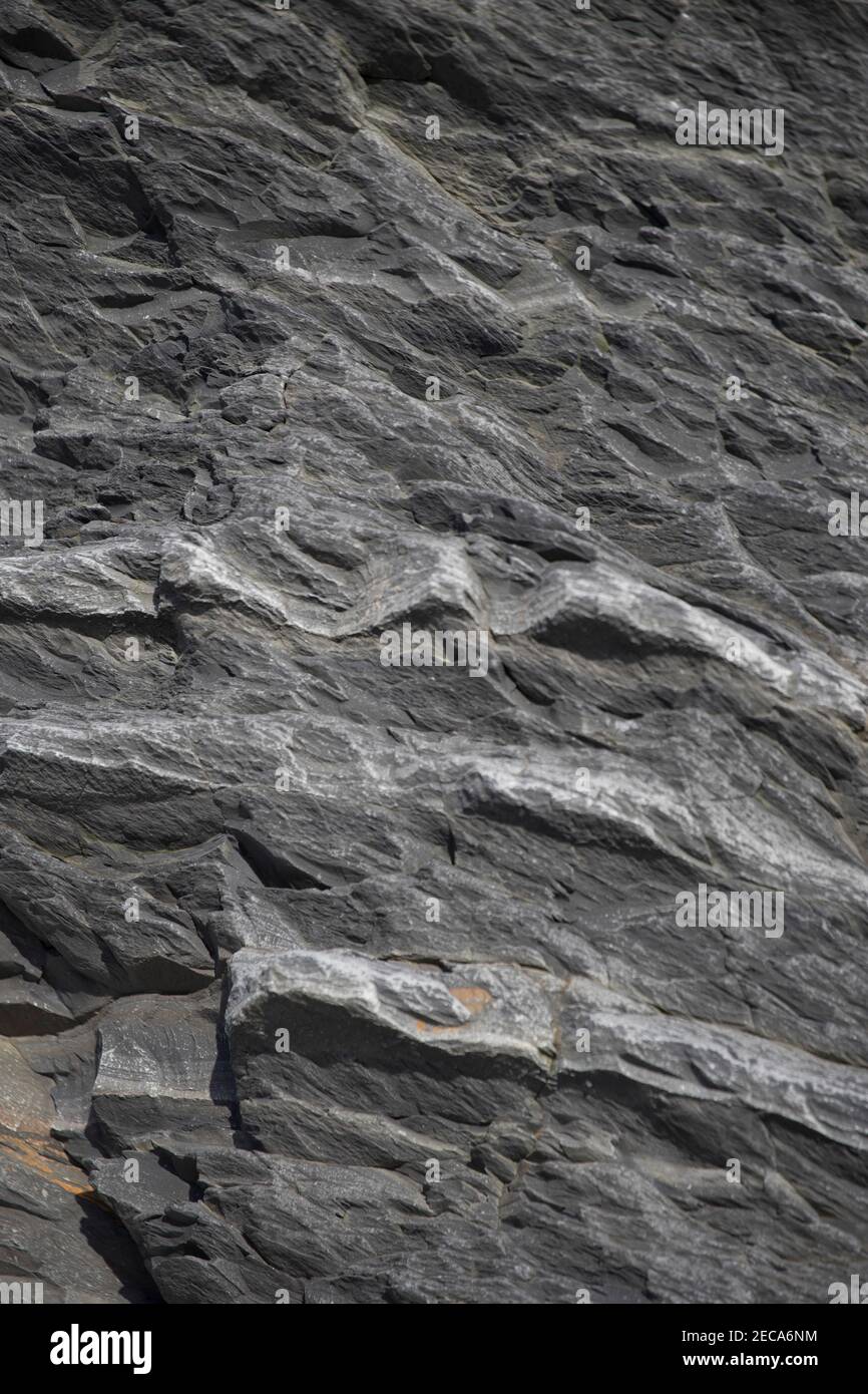 Beach with stacked limestone strata in Ceredigion, Wales,UK Stock Photo ...