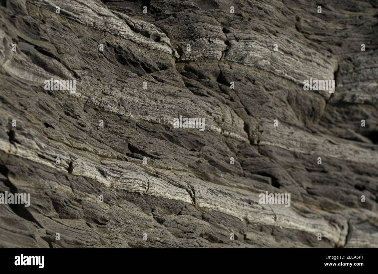 Beach with stacked limestone strata in Ceredigion, Wales,UK Stock Photo ...