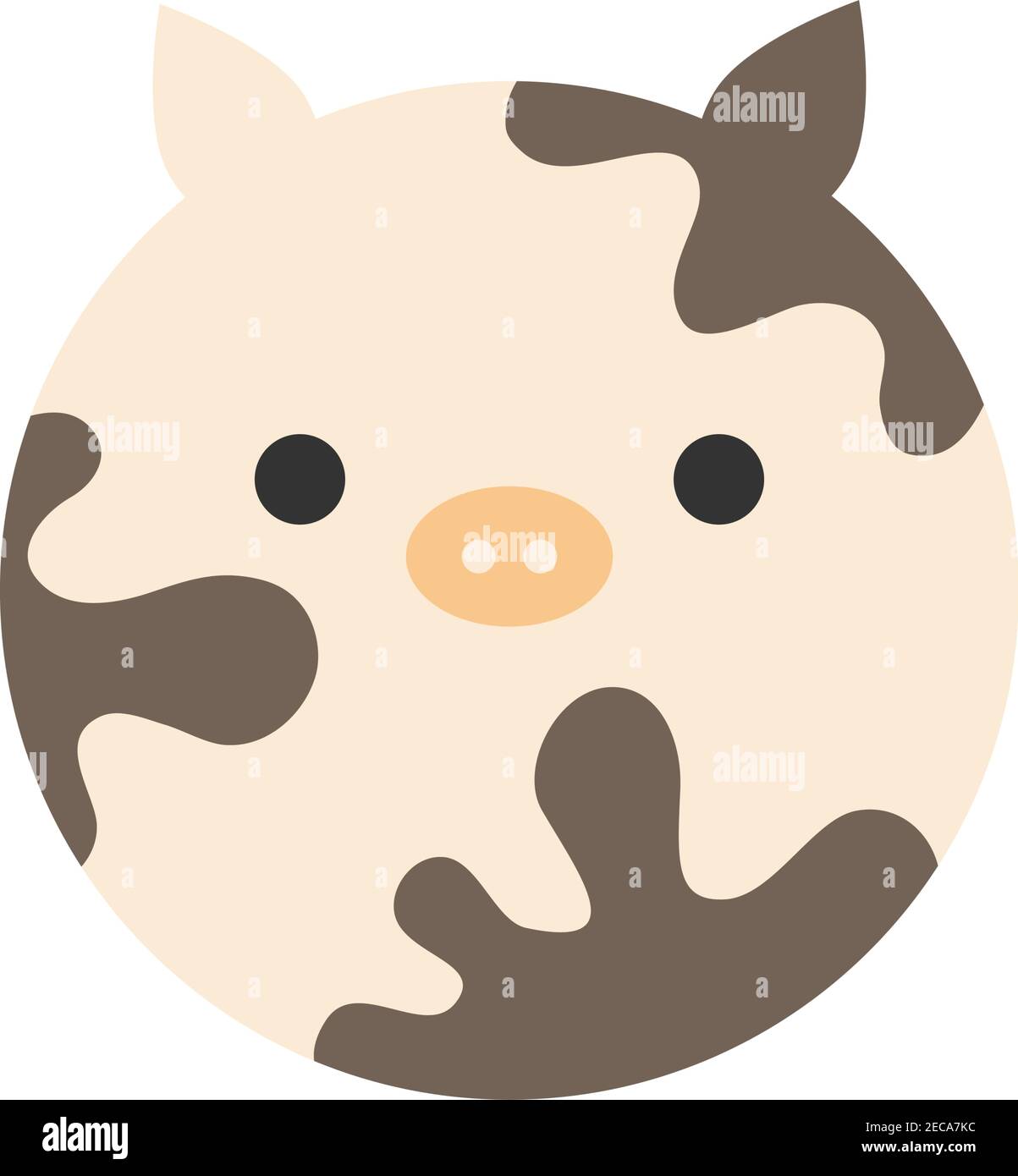 Cute cow round vector graphic icon. Spotted cow animal head, face ...