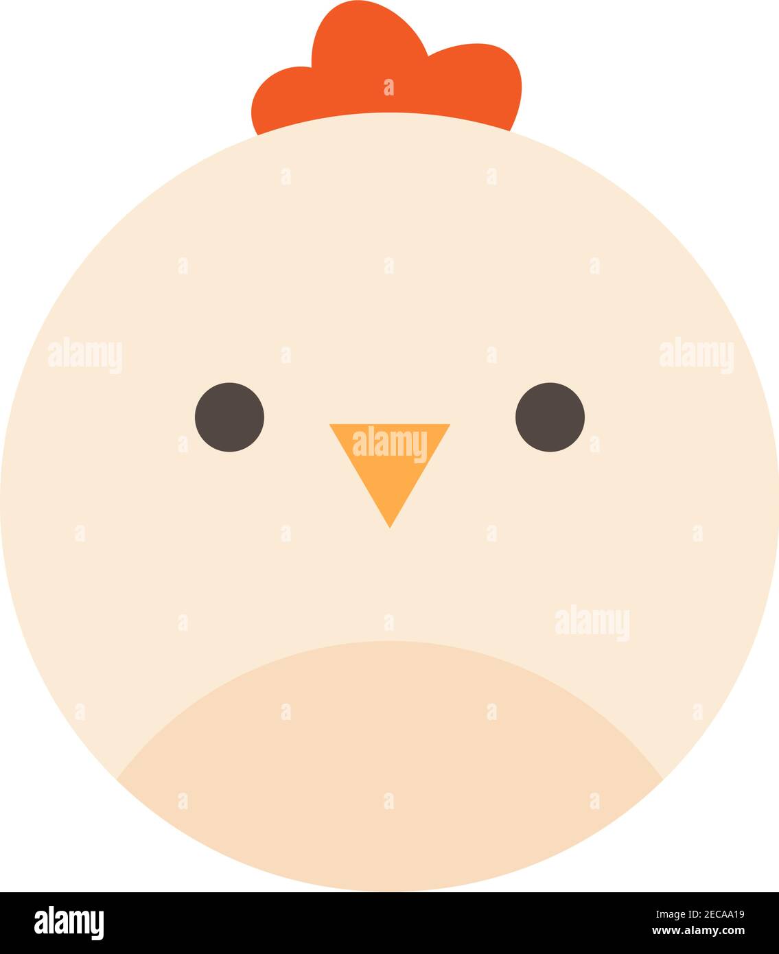 Cute chicken round vector graphic icon. Hen bird animal head, face ...