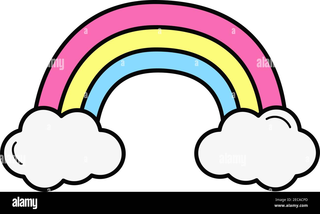 Rainbow vector illustration icon. Doodle hand drawn outlined cartoon ...