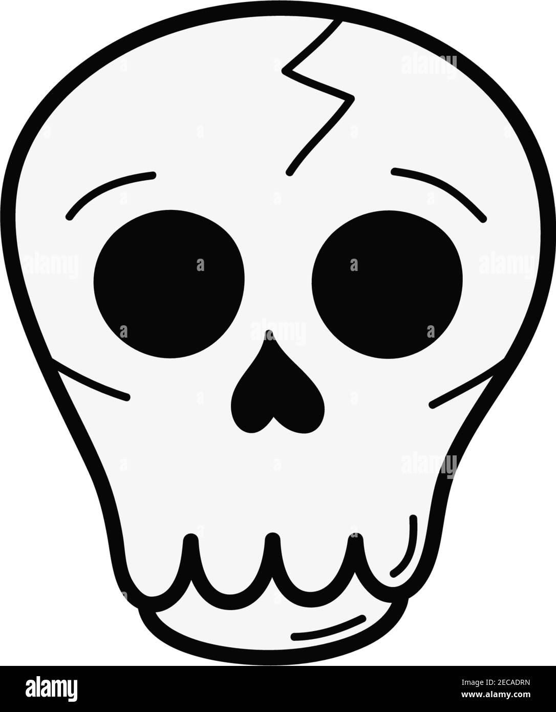 Skull vector illustration icon. Doodle hand drawn outlined cartoon ...