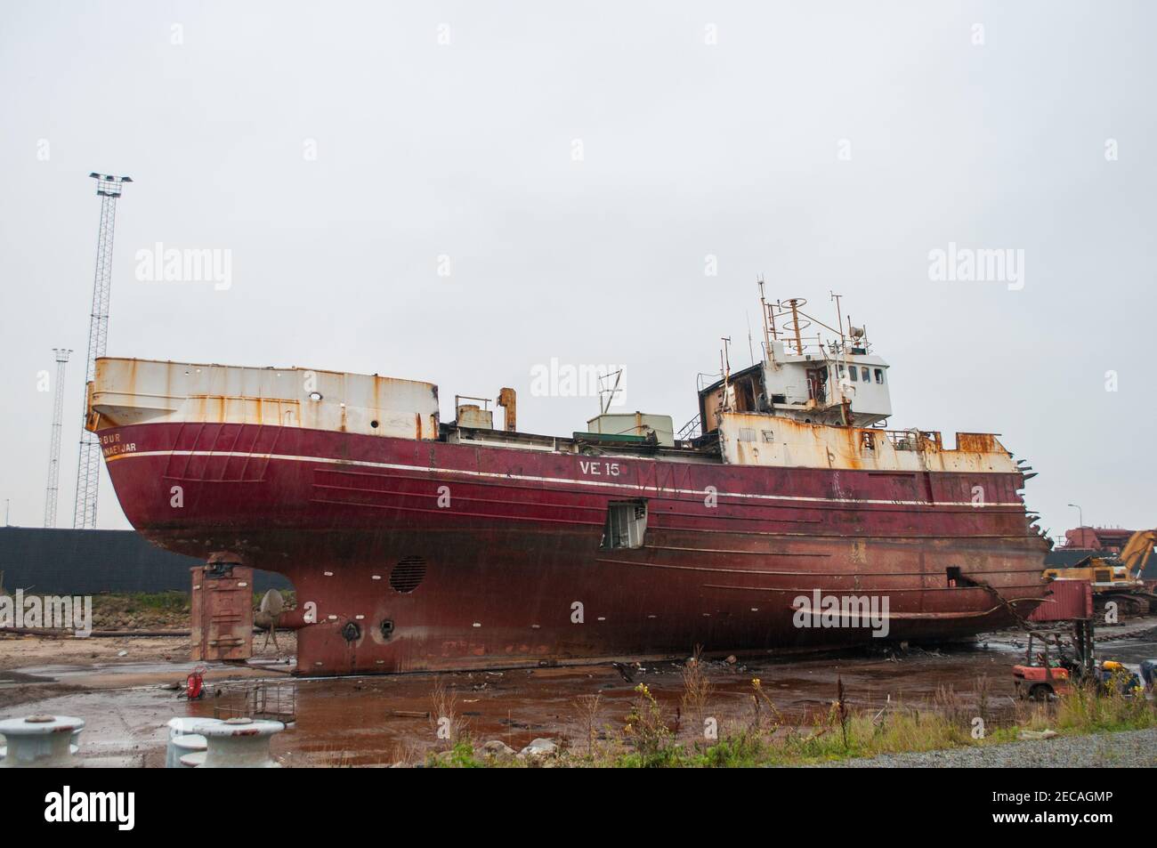 old trawler being scrapped in Esbjerg Port in Denmark Stock Photo - Alamy