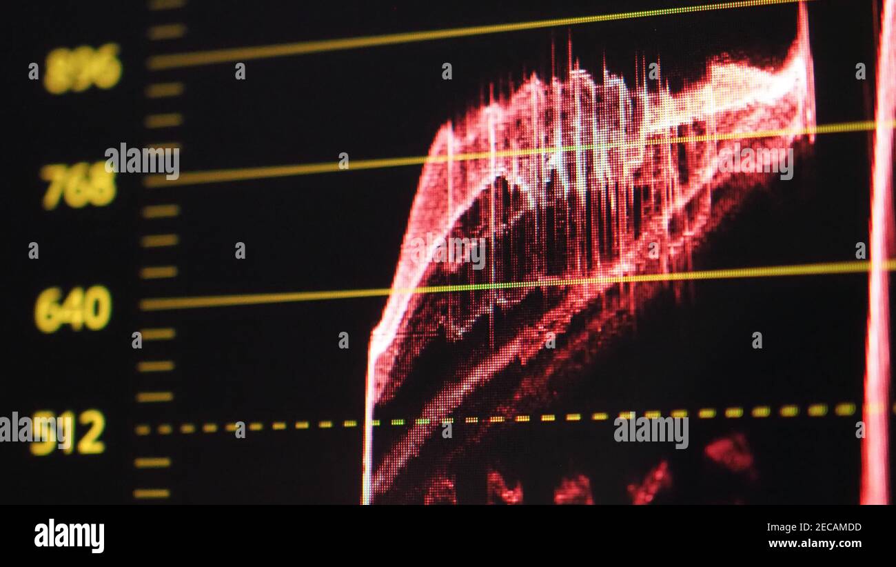Color grading graph or RGB colour correction indicator on monitor in ...