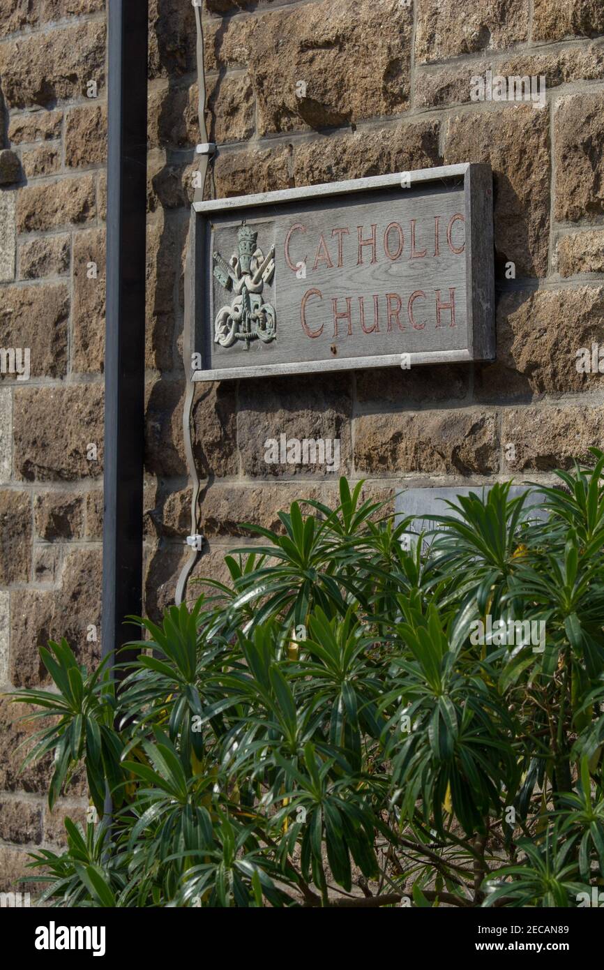 Catholic Church sign St Ives, Cornwall Stock Photo - Alamy