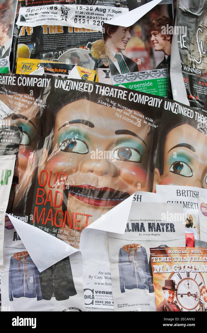 Old performance posters and flyers for shows at the Edinburgh Festival ...