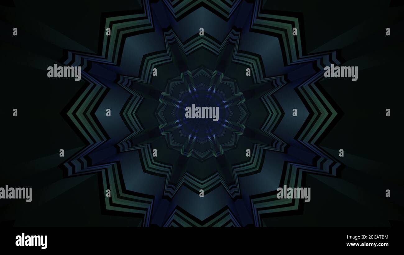 Abstract dark blue geometric kaleidoscope symmetric background with a ...