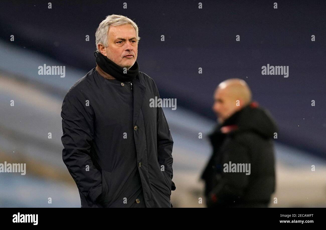 Tottenham Hotspur manager Jose Mourinho on the touchline during the ...