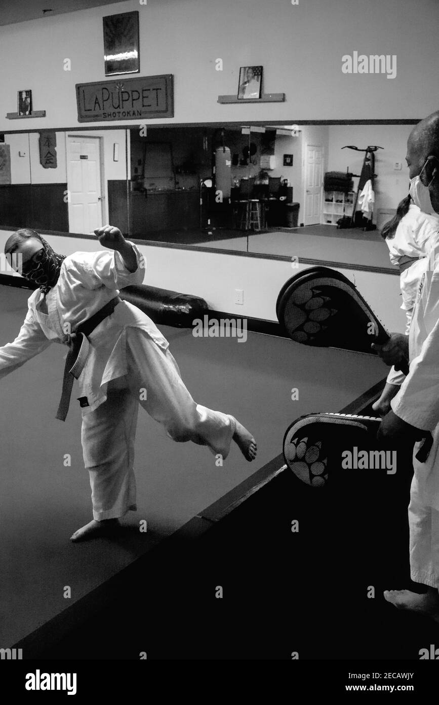 This action photo is of my son and his classmates in a Karate class ...
