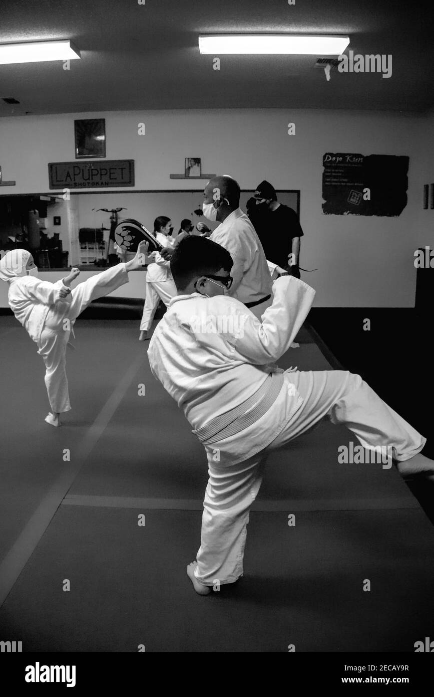 This action photo is of my son and his classmates in a Karate class ...
