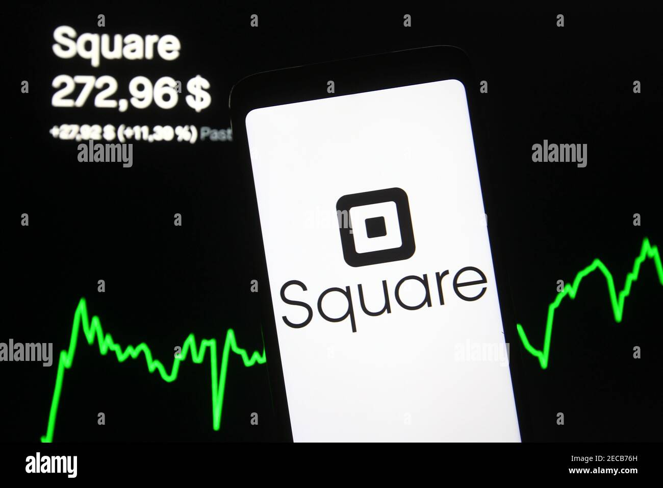 In this photo illustration a Square logo is seen on a mobile phone in ...