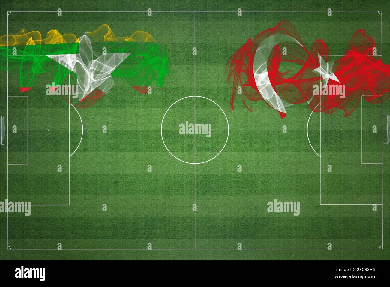 Myanmar vs Turkey Soccer Match, national colors, national flags, soccer ...
