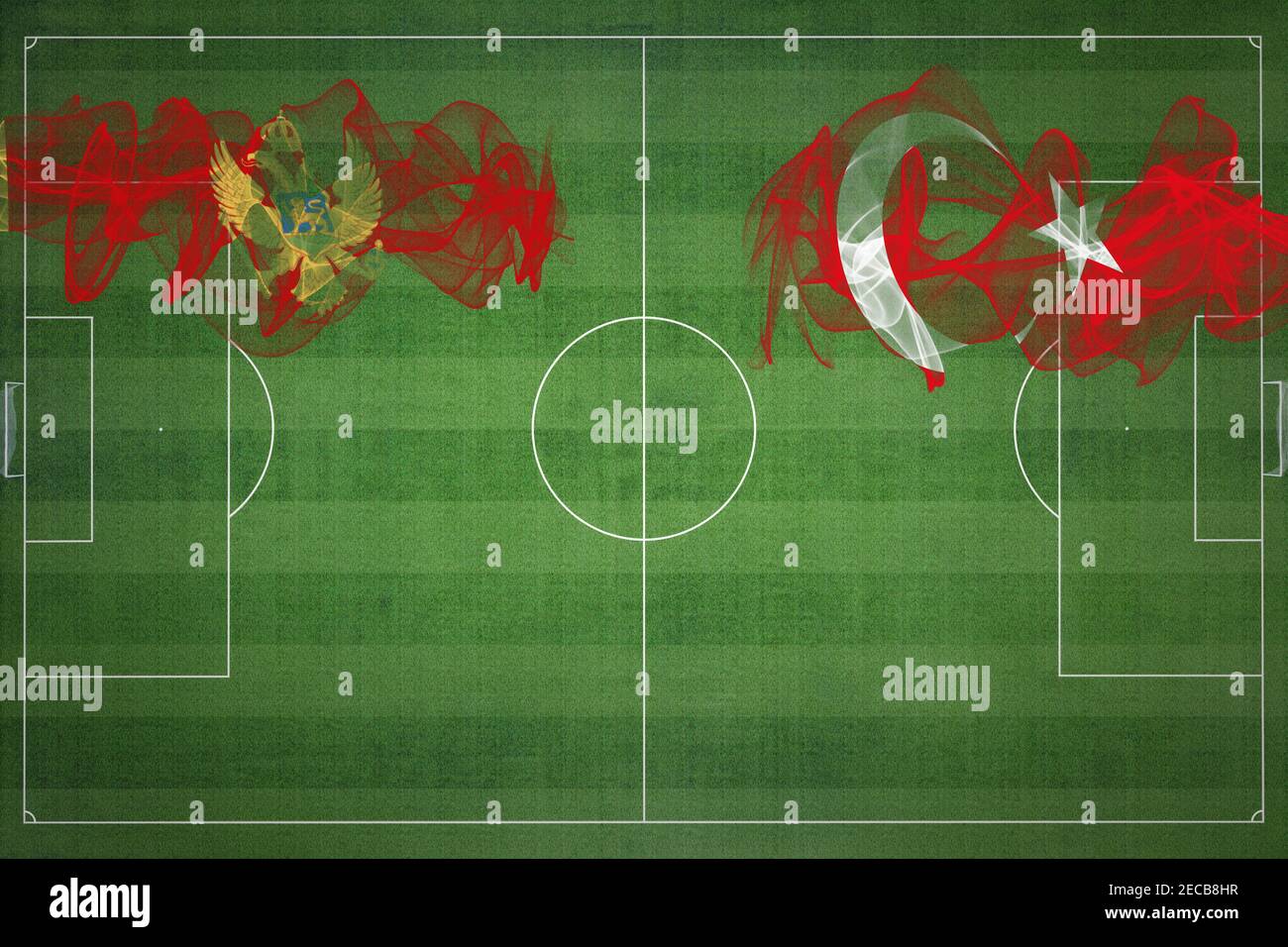 Montenegro vs Turkey Soccer Match, national colors, national flags ...