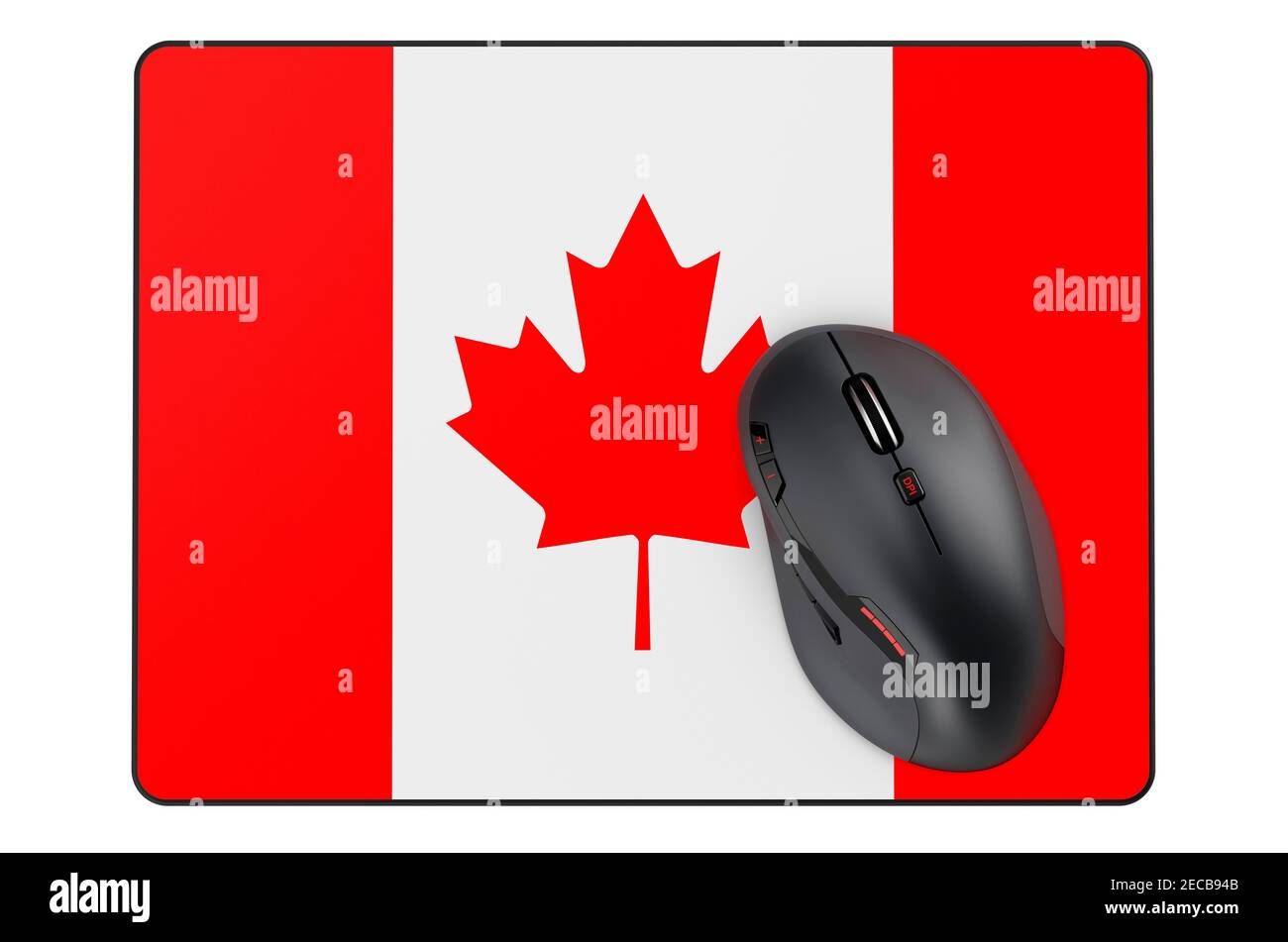 Computer mouse and mouse pad with Canadian flag, 3D rendering isolated ...