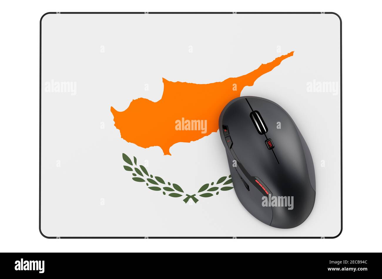 Computer mouse and mouse pad with Cypriot flag, 3D rendering isolated ...