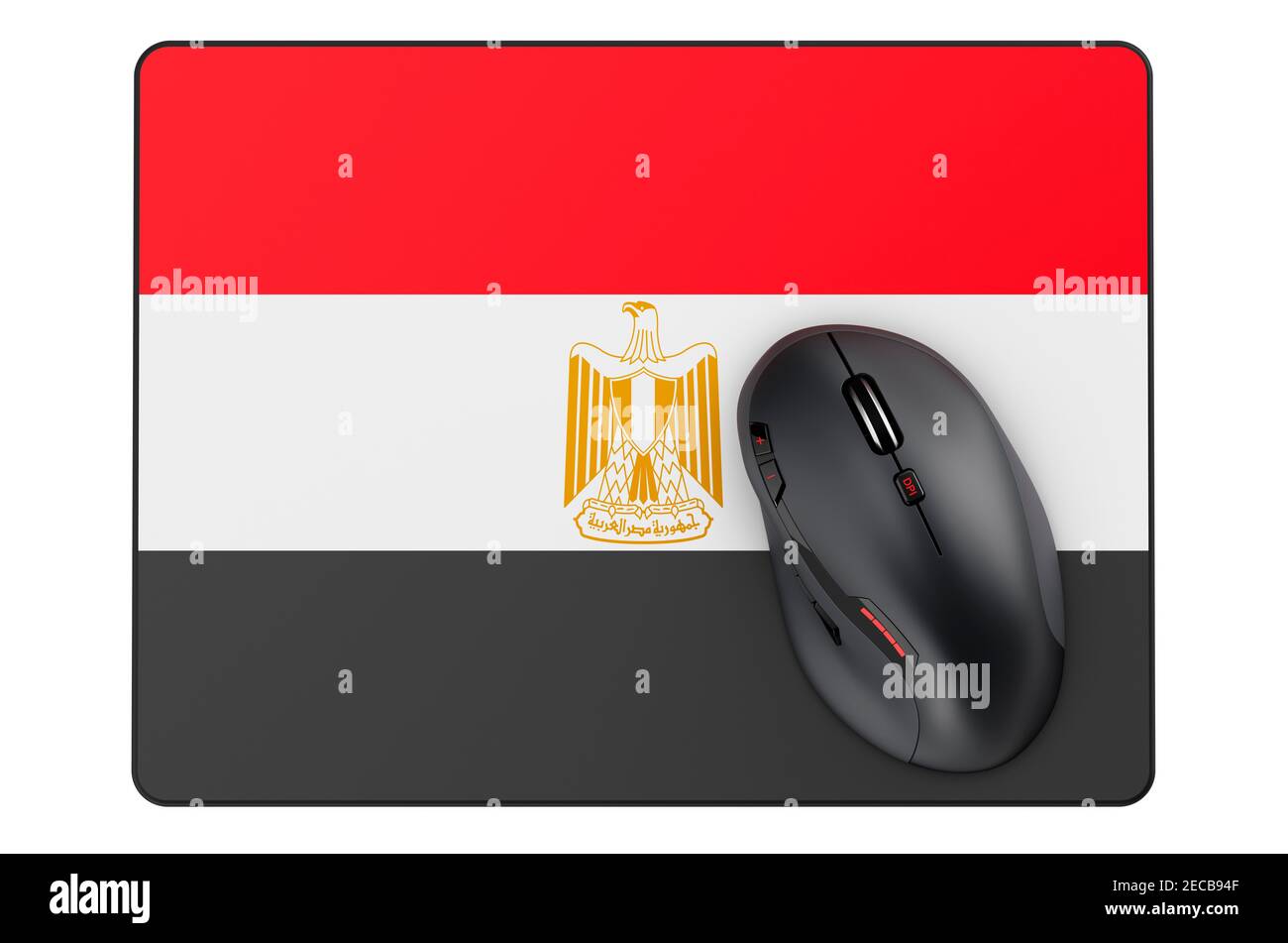Computer mouse and mouse pad with Egyptian flag, 3D rendering isolated ...
