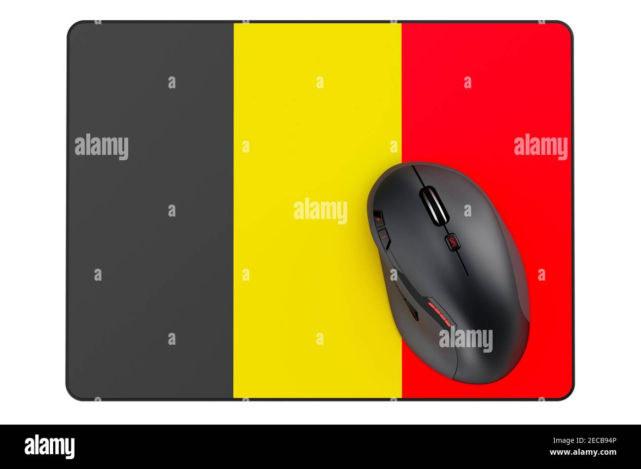 Computer mouse and mouse pad with Belgian flag, 3D rendering isolated ...