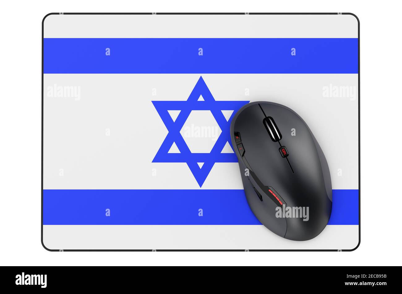 Computer mouse and mouse pad with Israeli flag, 3D rendering isolated ...