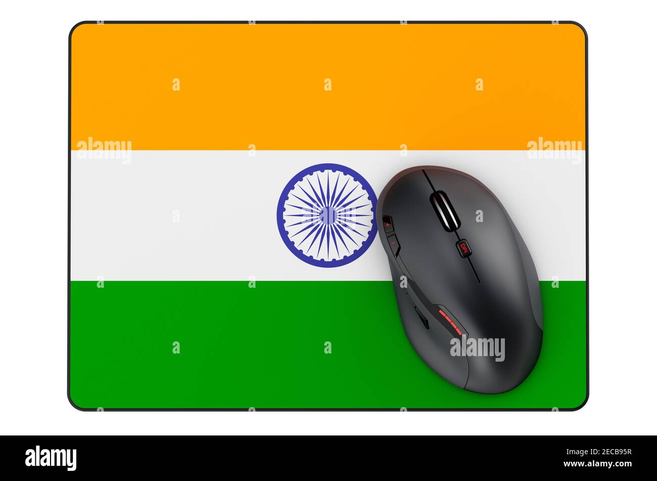 Computer mouse and mouse pad with Indian flag, 3D rendering isolated on ...