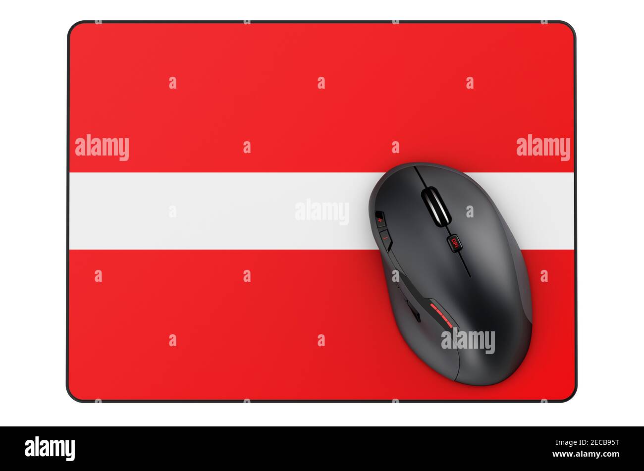 Computer mouse and mouse pad with Latvian flag, 3D rendering isolated ...