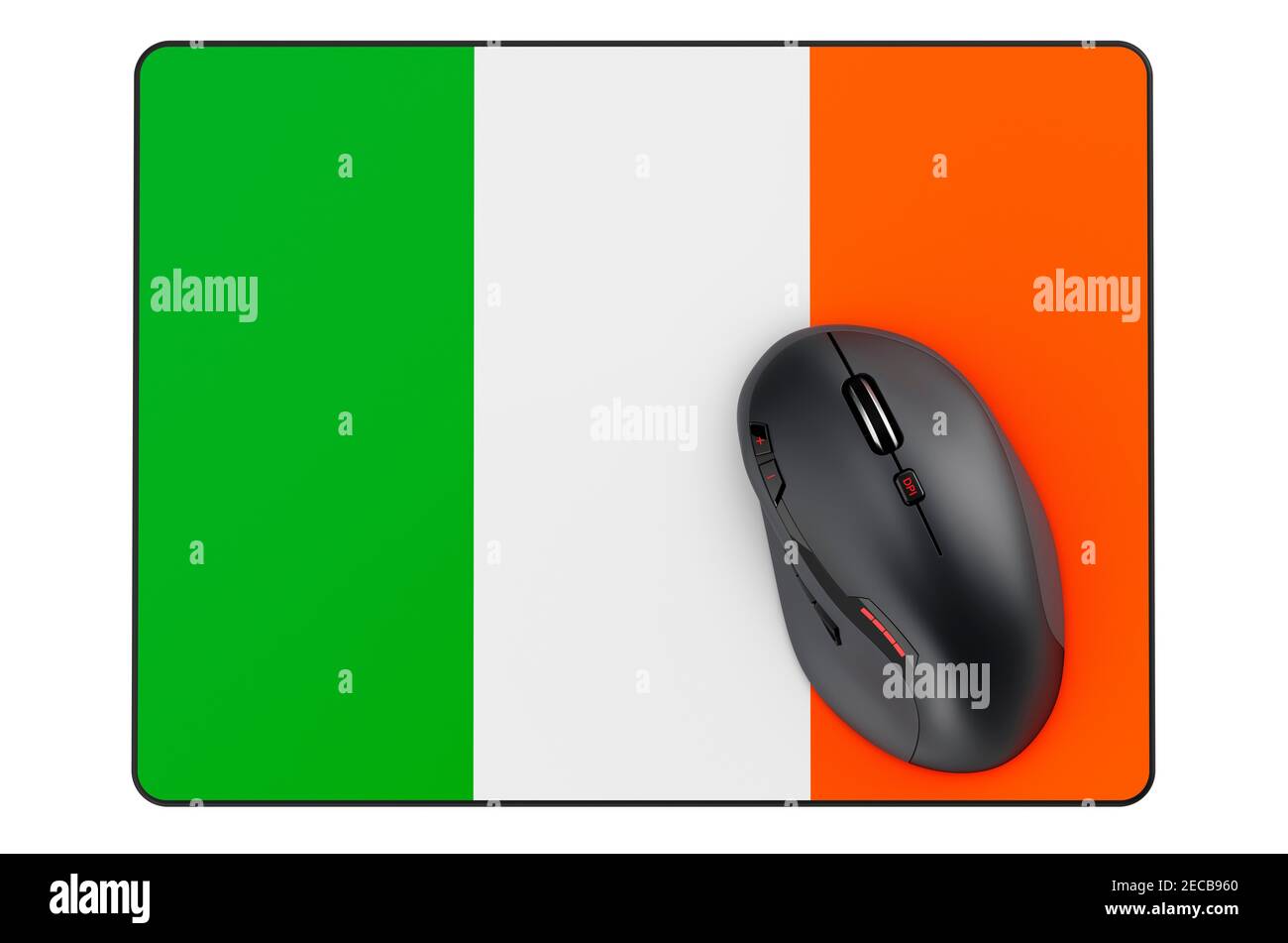 Computer mouse and mouse pad with Irish flag, 3D rendering isolated on ...