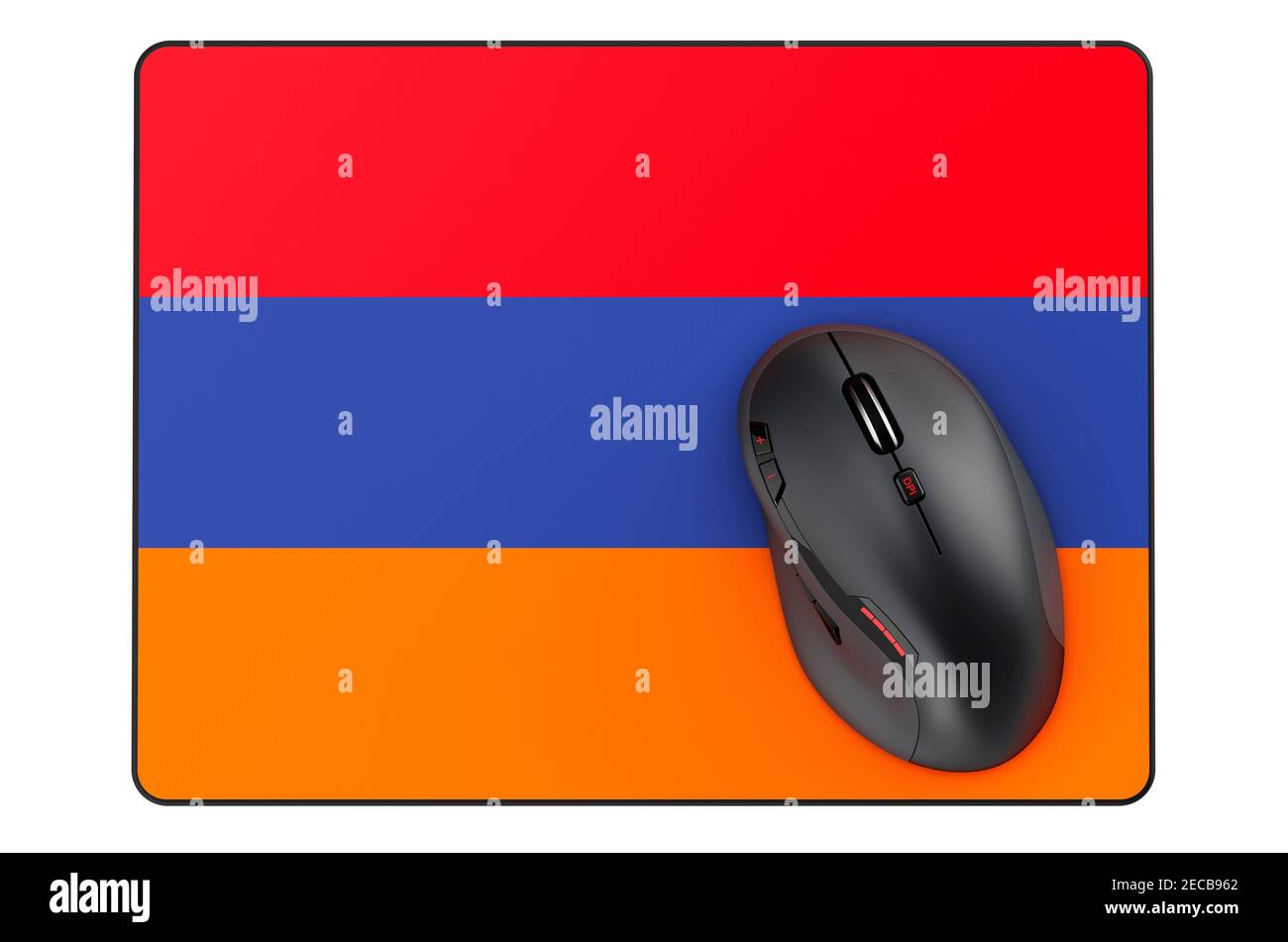 Computer mouse and mouse pad with Armenian flag, 3D rendering isolated ...