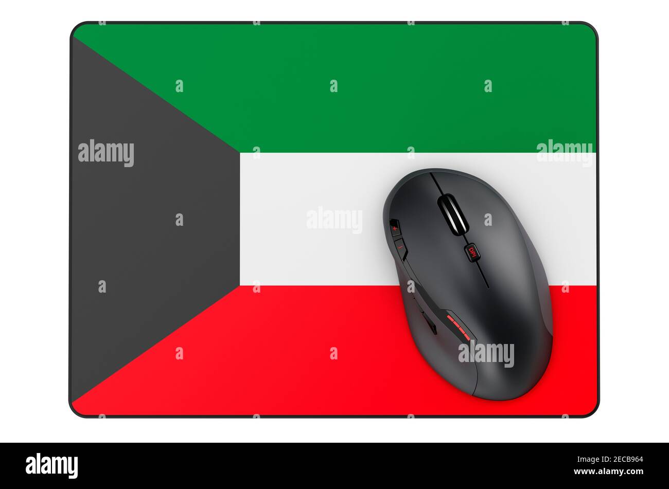 Computer mouse and mouse pad with Kuwaiti flag, 3D rendering isolated ...