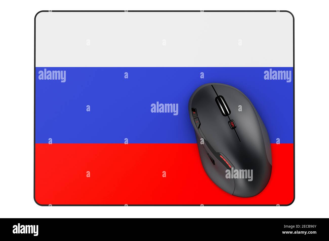 Computer mouse and mouse pad with Russian flag, 3D rendering isolated ...