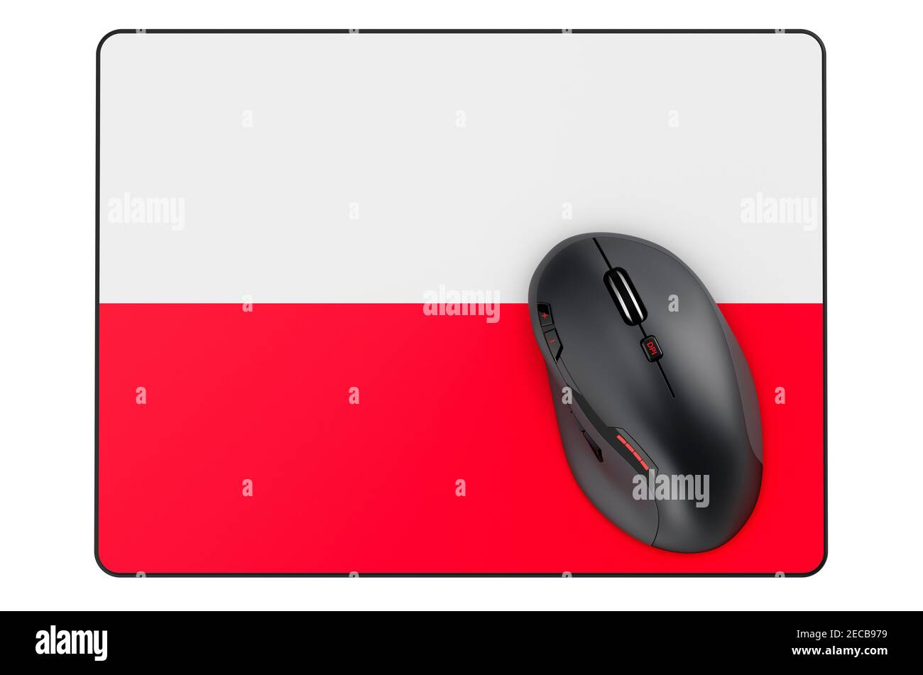 Computer mouse and mouse pad with Polish flag, 3D rendering isolated on ...