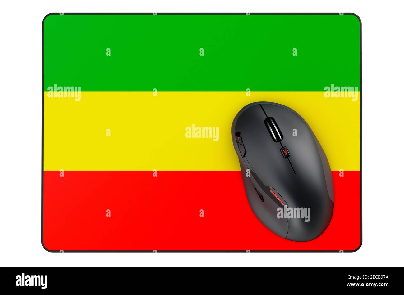 Computer mouse and mouse pad with Rastafarian flag, 3D rendering ...