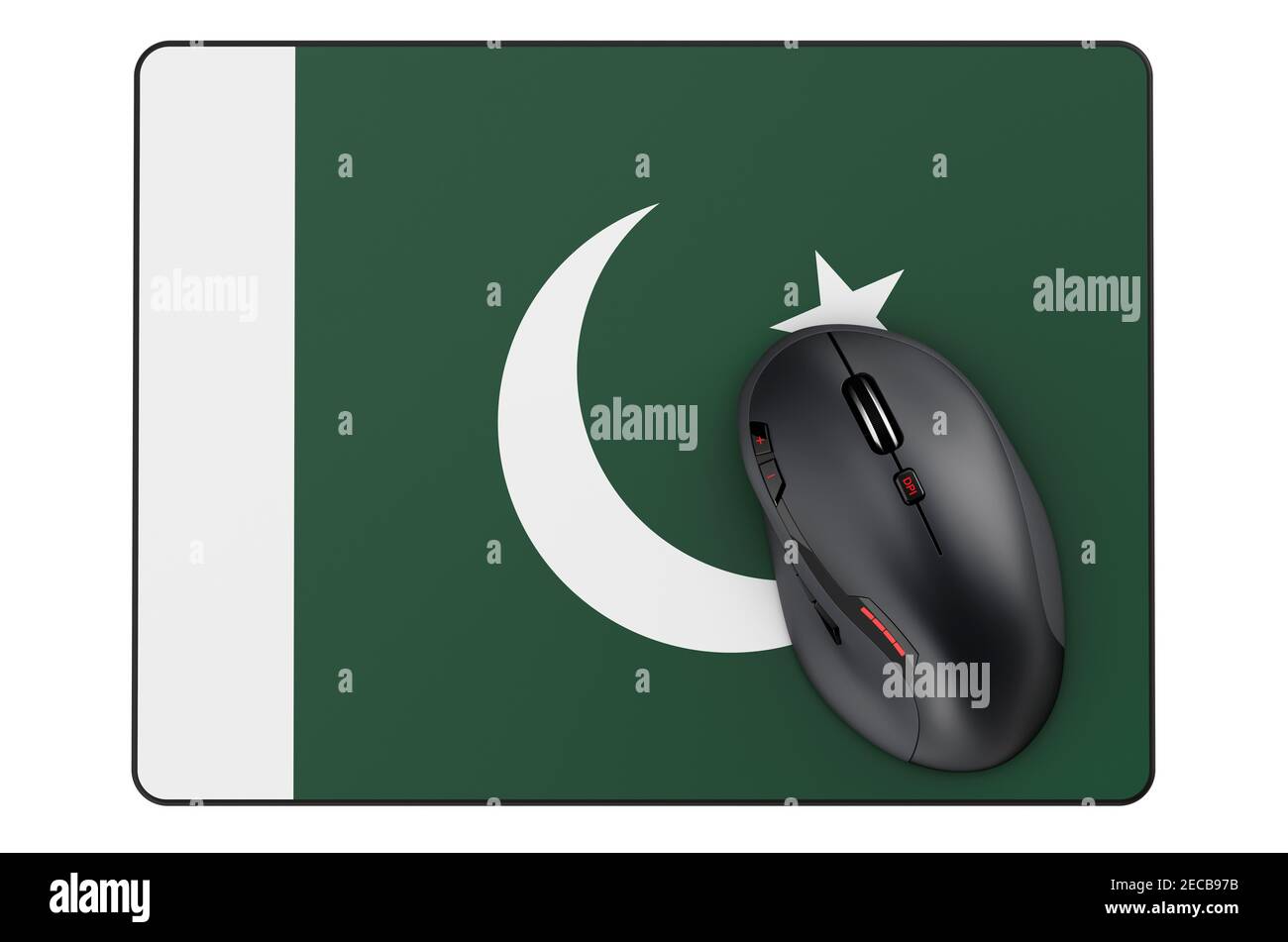 Computer mouse and mouse pad with Pakistani flag, 3D rendering isolated ...