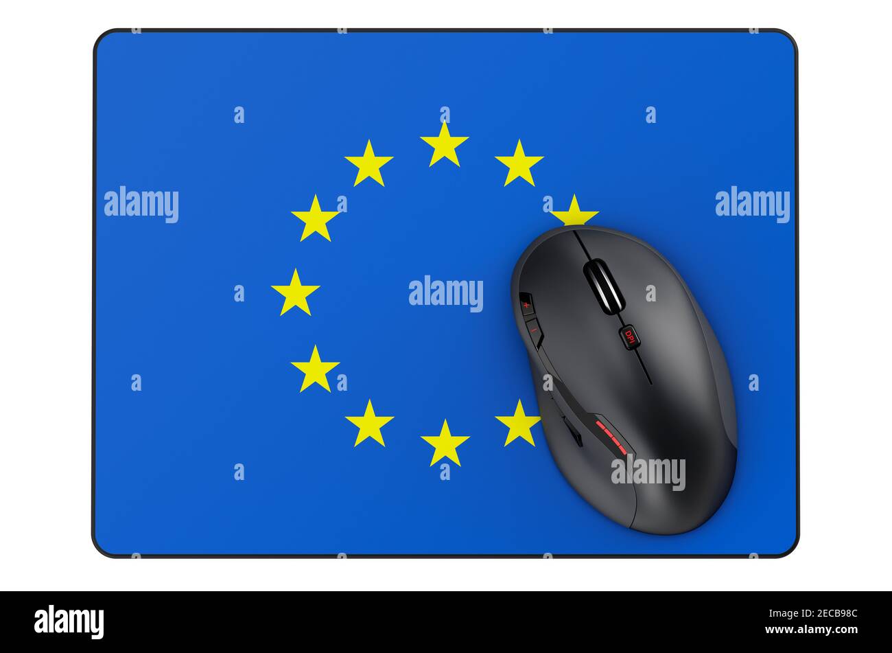 Computer mouse and mouse pad with the European Union flag, 3D rendering ...
