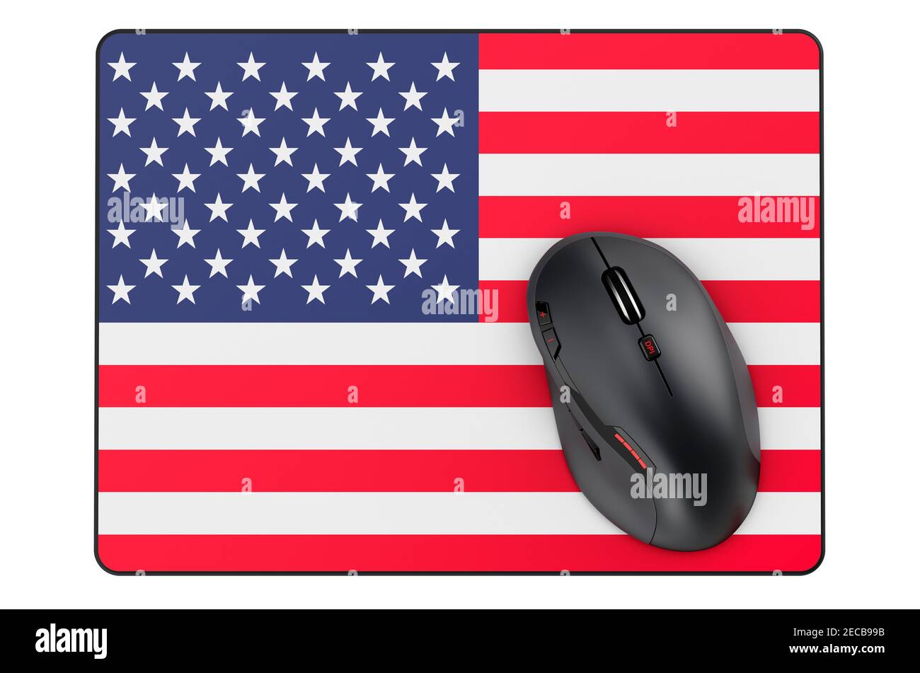 Computer mouse and mouse pad with the United States flag, 3D rendering ...